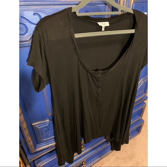 Tobi | Tops | Tobi Xs Oversized Black Drape Shirt | Poshmark